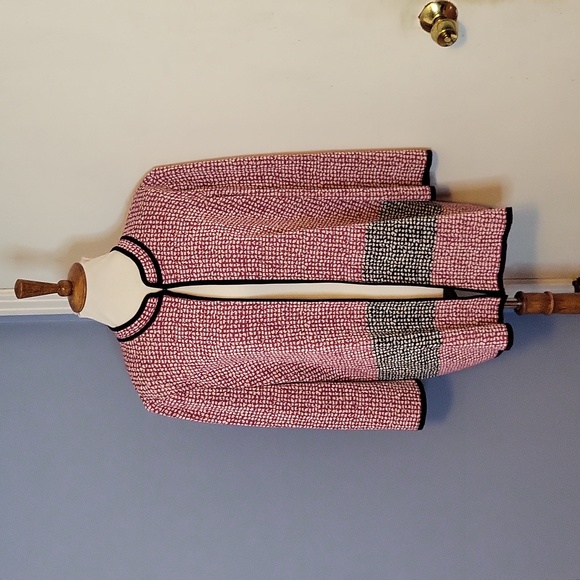 Misook | Jackets & Coats | Misook Jacket Knit Red Black Xl Checkered ...